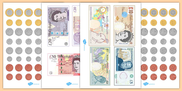 British (UK) Money Cut Outs - coins, money, money display