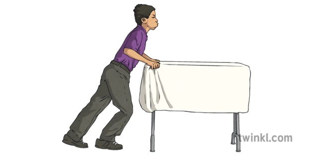 Child Pushing a Table KS2 Illustration - Twinkl