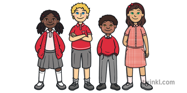 Children in Red Uniform Group Friends School Child Open Eyes KS1 EYFS