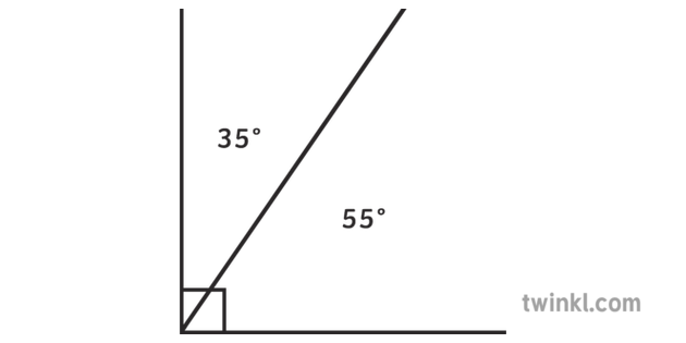 Complementary Angle 3 Maths KS1 Black and White RGB Illustration - Twinkl