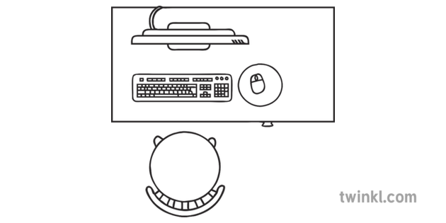 Computer and Desk Chair Birds Eye View Room Furniture EYFS KS1 Black and