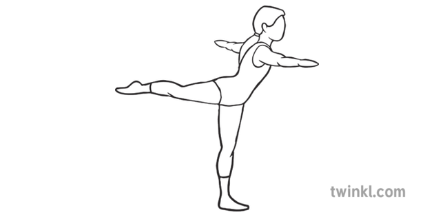 Girl in Arabesque Sports Gymnastics Balance PlanIt PE KS2 Bw RGB