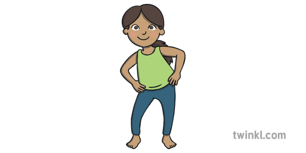 Hip Swivel Pose Girl Gym Kit Active Breaks KS1 Illustration - Twinkl