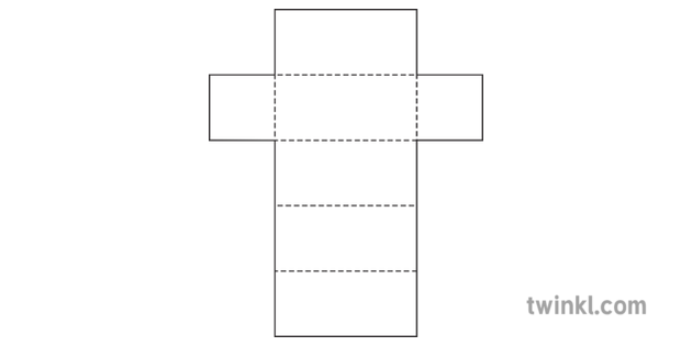 Incorrect Cuboid Net Maths Shapes KS1 Black and White RGB Illustration