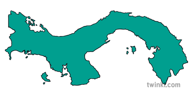 Map Outline of Panama Country Shapes Flag Continents KS1 Illustration