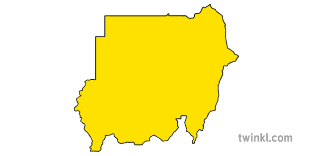Map Outline of Sudan Country Shapes Flag Continents KS1 Illustration