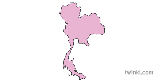 Map Outline of Thailand Country Shapes Flag Continents KS1 Illustration