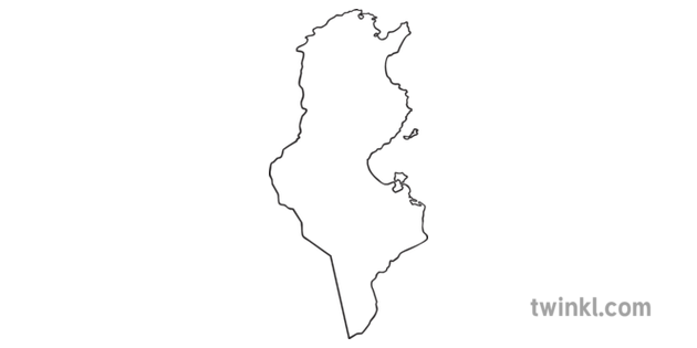 Map Outline Of Tunisia Country Shapes Flag Continents Ks1 Black And White