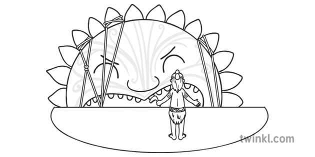 Maui Catching the Sun New Zealand Myths Legend NZ KS1 Black and White RGB