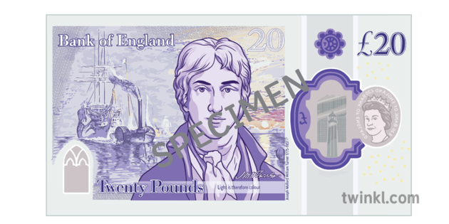 New Twenty Pound Note 2020 Reverse Money Bank Note JMW Turner Currency