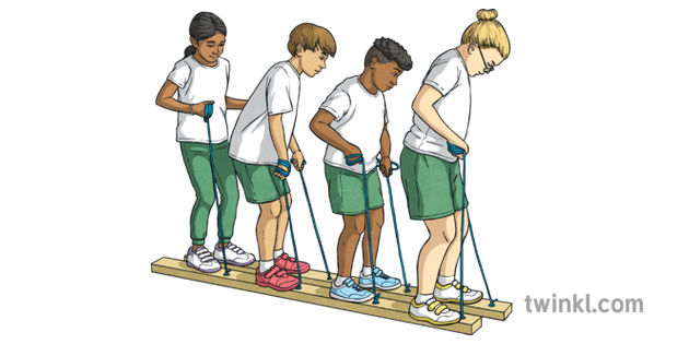 Plank Activity Teamwork Children Y3 OAA Twinkl Move PE KS2 Illustration