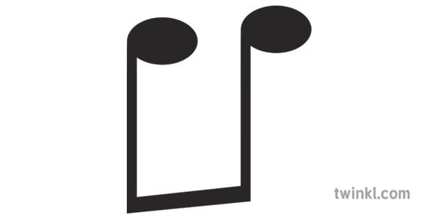 Quaver Upside Down Music Note Glossary Topics KS2 Black and White RGB
