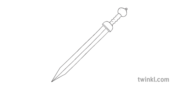 Roman Sword Black and White Illustration - Twinkl