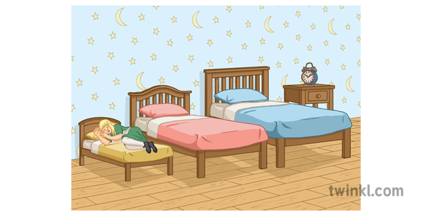 Scene Goldilocks Trying Baby Bear Bed French Fairy Tale Three Bears