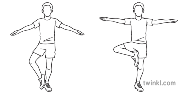 Stork Balance Steps Sequence Health Fitness Exercise PE Secondary Bw RGB