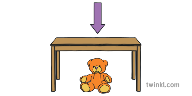 Teddy Under Table Illustration - Twinkl