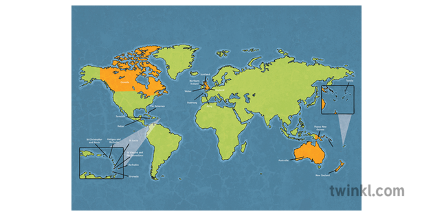 Topics Commonwealth Realm Map KS2 Illustration - Twinkl