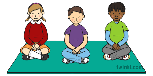 Children Sitting Still Cross Legged Illustration - Twinkl