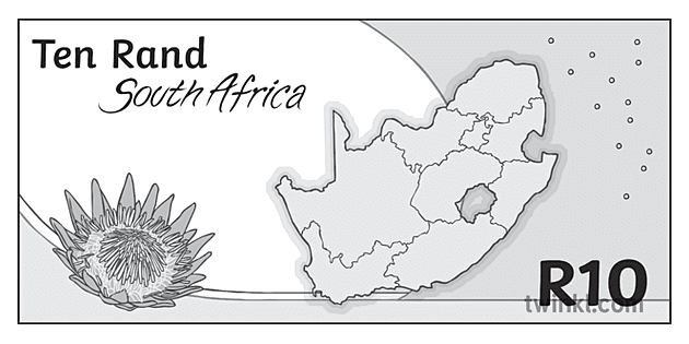 10 rand note south africa money secondary bw rgb Illustration - Twinkl