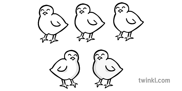 10 pollitos en blanco y negro Illustration - Twinkl