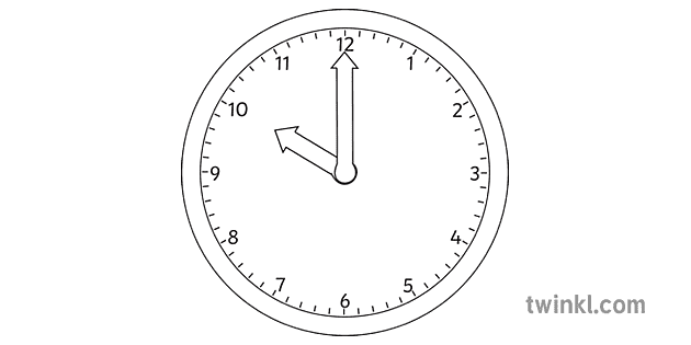 10 Oclock Black and White RGB Illustration - Twinkl
