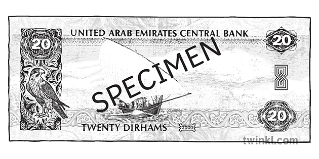20 aed note black and white 2 Illustration - Twinkl