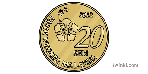 20 Malaysian Sen Coin Heads Illustration - Twinkl