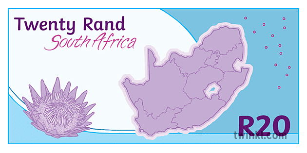 20 rand note south africa money second Ilustración - Twinkl
