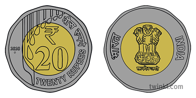 20 indian rupees coin ver 1 Illustration - Twinkl