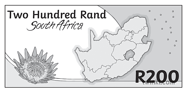 200 rand note south africa money secondary bw rgb Illustration - Twinkl