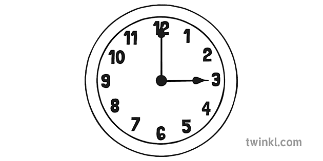 3 Oclock Black and White Copy Illustration - Twinkl