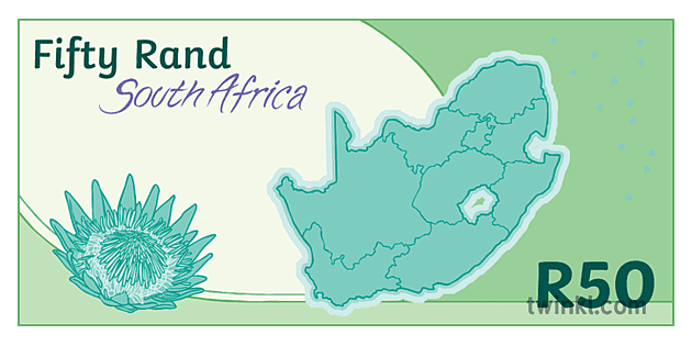 50 rand note sud africa money secundaria Illustration - Twinkl