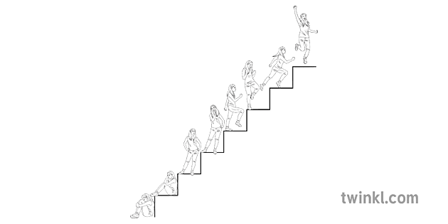 7 Steps Black and White Illustration - Twinkl