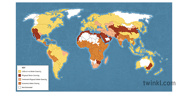 a map to show water scarcity gegraphy map secondary Illustration - Twinkl