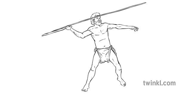 Aboriginal Man Using Woomera to Throw Spear Cutout Weaponry Hunting