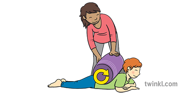 Adult Rolling Gym Ball On Childs Back Deep Pressure Relief Sensory Activity
