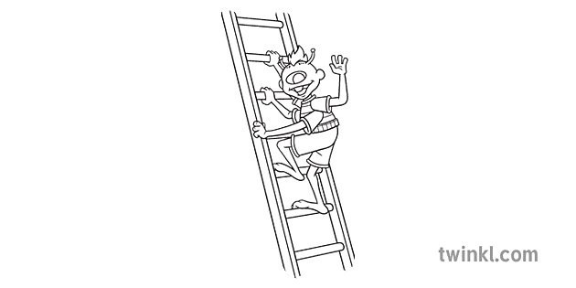 ஏலியன் ஏறுதல் ஏணி கருப்பு வெள்ளை ஆர்ஜிபி Illustration - Twinkl