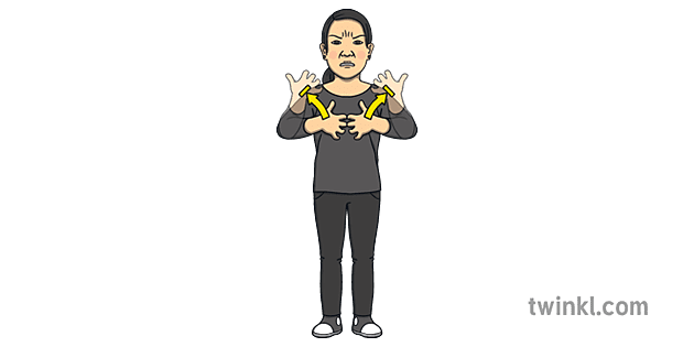 Angry Anger Cross Temper BSL Sign Language Deaf Community KS12 Illustration