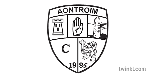 antrim gaa crest blanco y negro - Twinkl