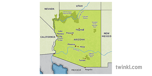 Arizona map usa states geography ks2 - Twinkl