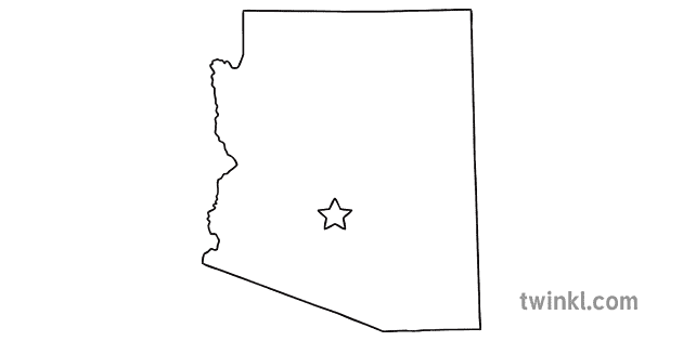 Arizona Outline USA State Map Phoenix Capital KS1 Black and White 2