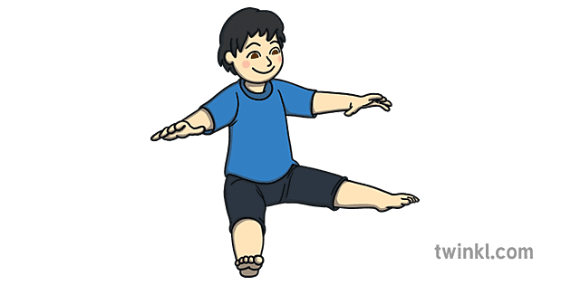 asian boy in gymnastic straddle stretch position Illustration - Twinkl