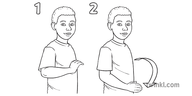 auslan farmer sign 2 steps australian sign language ks1 ks2 black and white