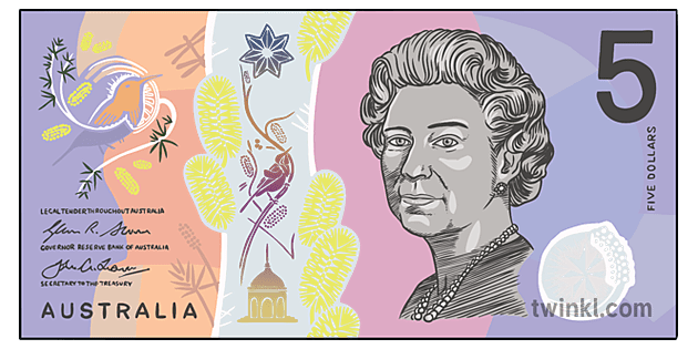 australsk 5 note Illustration - Twinkl