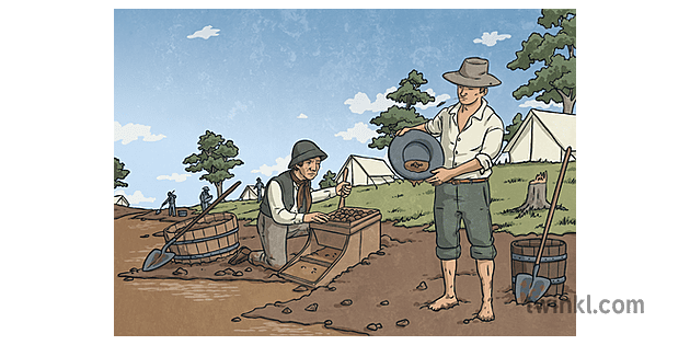 Australian Gold Rush Illustration - Twinkl