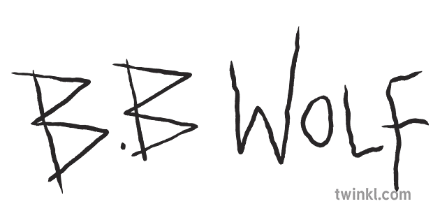 bb wolf schwarz weiß rgb Illustration - Twinkl