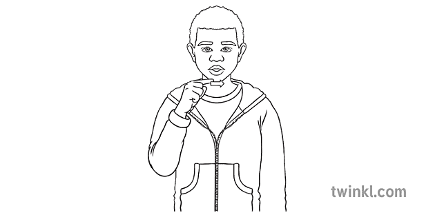 bsl boy son british sign language people family ks12 bw rgb Illustration