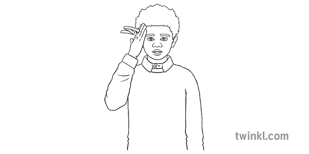 bsl sign for mum boy sign language family inclusive ks2 ks1 black and white