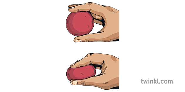 ball being squashed by hand force hookes law science beyond Illustration