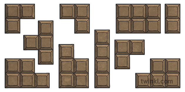 바 초콜릿 분수 수학 모양 ks2 Illustration